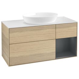 Villeroy & Boch Villeroy und Boch Finion Waschtischunterschrank GA71HGPC 120cm, Abdeckplatte white matt, Emotion, Regale Midnight matt lacquer, Oak Veneer