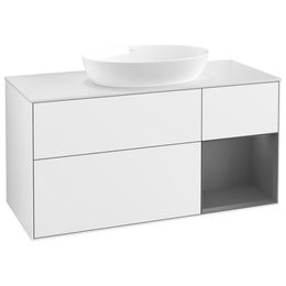 Villeroy & Boch Villeroy und Boch Finion Waschtischunterschrank GA71GKGF 120cm, Abdeckplatte white matt, Emotion, Regale Anthracite matt lacquer, Glossy white lacquer