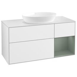Villeroy & Boch Villeroy und Boch Finion Waschtischunterschrank GA71GMGF 120cm, Abdeckplatte white matt, Emotion, Regale Olive matt lacquer, Glossy white lacquer