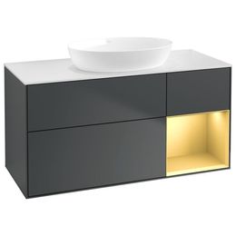 Villeroy & Boch Villeroy und Boch Finion Waschtischunterschrank GA71HFHG 120cm, Abdeckplatte white matt, Emotion, Regale Gold matt lacquer, Midnight Blue Matt Lacquer