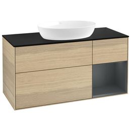 Villeroy & Boch Villeroy und Boch Finion Waschtischunterschrank FA72HGPC 120cm, Abdeckplatte black matt, Regale Midnight matt lacquer, Oak Veneer