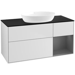 Villeroy & Boch Villeroy und Boch Finion Waschtischunterschrank FA72GKMT 120cm, Abdeckplatte black matt, Regale Anthracite matt lacquer, White matt lacquer