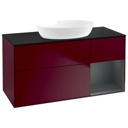 Villeroy & Boch Villeroy und Boch Finion Waschtischunterschrank FA72HGHB 120cm, Abdeckplatte black matt, Regale Midnight matt lacquer, Peony Matt