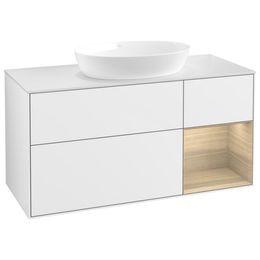 Villeroy & Boch Villeroy und Boch Finion Waschtischunterschrank GA71PCGF 120cm, Abdeckplatte white matt, Emotion, Regale Oak Veneer, Glossy white lacquer
