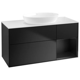 Villeroy & Boch Villeroy und Boch Finion Waschtischunterschrank GA71PDPD 120cm, Abdeckplatte white matt, Emotion, Regale Black matt lacquer, Black matt lacquer