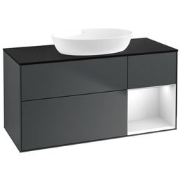 Villeroy & Boch Villeroy und Boch Finion Waschtischunterschrank FA72MTHG 120cm, Abdeckplatte black matt, Regale White matt lacquer, Midnight Blue Matt Lacquer
