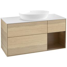Villeroy & Boch Villeroy und Boch Finion Waschtischunterschrank FA71GNPC 120cm, Abdeckplatte white matt, Regale Walnut Veneer, Oak Veneer
