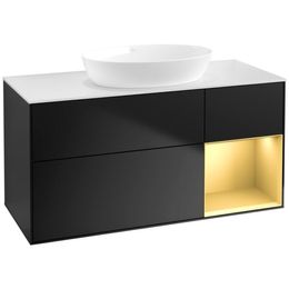Villeroy & Boch Villeroy und Boch Finion Waschtischunterschrank FA71HFPD 120cm, Abdeckplatte white matt, Regale Gold matt lacquer, Black matt lacquer