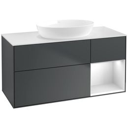 Villeroy & Boch Villeroy und Boch Finion Waschtischunterschrank FA71MTHG 120cm, Abdeckplatte white matt, Regale White matt lacquer, Midnight Blue Matt Lacquer