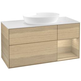 Villeroy & Boch Villeroy und Boch Finion Waschtischunterschrank FA71PCPC 120cm, Abdeckplatte white matt, Regale Oak Veneer, Oak Veneer