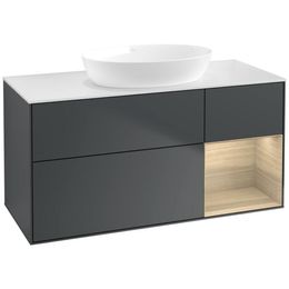 Villeroy & Boch Villeroy und Boch Finion Waschtischunterschrank FA71PCHG 120cm, Abdeckplatte white matt, Regale Oak Veneer, Midnight Blue Matt Lacquer