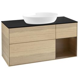 Villeroy & Boch Villeroy und Boch Finion Waschtischunterschrank GA72GNPC 120cm, Abdeckplatte black matt, Emotion, Regale Walnut Veneer, Oak Veneer