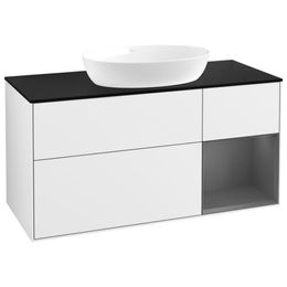 Villeroy & Boch Villeroy und Boch Finion Waschtischunterschrank GA72GKGF 120cm, Abdeckplatte black matt, Emotion, Regale Anthracite matt lacquer, Glossy white lacquer