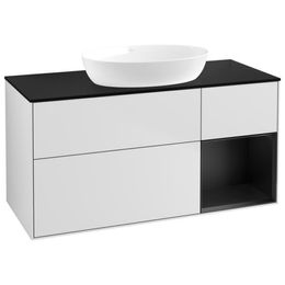 Villeroy & Boch Villeroy und Boch Finion Waschtischunterschrank GA72PDMT 120cm, Abdeckplatte black matt, Emotion, Regale Black matt lacquer, White matt lacquer