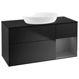 Villeroy & Boch Villeroy und Boch Finion Waschtischunterschrank GA72GKPD 120cm, Abdeckplatte black matt, Emotion, Regale Anthracite matt lacquer, Black matt lacquer
