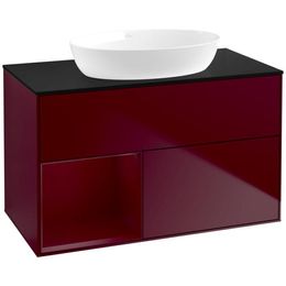 Villeroy & Boch Villeroy und Boch Finion Waschtischunterschrank FA12HBHB 100cm, Abdeckplatte black matt, Regale Peony matt lacquer, Peony Matt