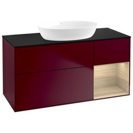 Villeroy & Boch Villeroy und Boch Finion Waschtischunterschrank GA72PCHB 120cm, Abdeckplatte black matt, Emotion, Regale Oak Veneer, Peony Matt