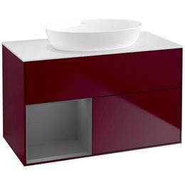 Villeroy & Boch Villeroy und Boch Finion Waschtischunterschrank FA11GKHB 100cm, Abdeckplatte white matt, Regale Anthracite matt lacquer, Peony Matt
