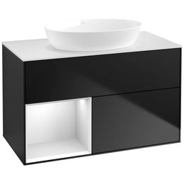 Villeroy & Boch Villeroy und Boch Finion Waschtischunterschrank FA11MTPD 100cm, Abdeckplatte white matt, Regale White matt lacquer, Black matt lacquer