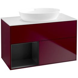 Villeroy & Boch Villeroy und Boch Finion Waschtischunterschrank FA11PDHB 100cm, Abdeckplatte white matt, Regale Black matt lacquer, Peony Matt