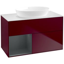 Villeroy & Boch Villeroy und Boch Finion Waschtischunterschrank FA11HGHB 100cm, Abdeckplatte white matt, Regale Midnight matt lacquer, Peony Matt
