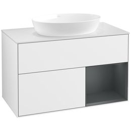 Villeroy & Boch Villeroy und Boch Finion Waschtischunterschrank FA21HGGF 100cm, Abdeckplatte white matt, Regale Midnight matt lacquer, Glossy white lacquer