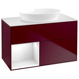 Villeroy & Boch Villeroy und Boch Finion Waschtischunterschrank GA11GFHB 100cm, Abdeckplatte white matt, Emotion, Regale Glossy white lacquer, Peony Matt