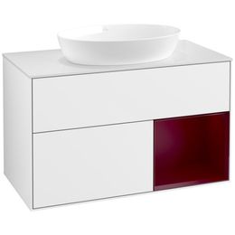Villeroy & Boch Villeroy und Boch Finion Waschtischunterschrank FA21HBGF 100cm, Abdeckplatte white matt, Regale Peony matt lacquer, Glossy white lacquer