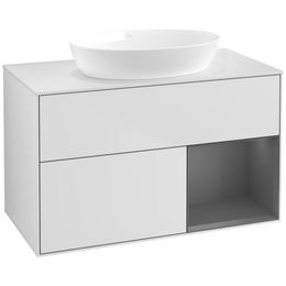 Villeroy & Boch Villeroy und Boch Finion Waschtischunterschrank FA21GKMT 100cm, Abdeckplatte white matt, Regale Anthracite matt lacquer, White matt lacquer