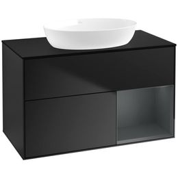 Villeroy & Boch Villeroy und Boch Finion Waschtischunterschrank FA22HGPD 100cm, Abdeckplatte black matt, Regale Midnight matt lacquer, Black matt lacquer