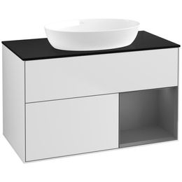 Villeroy & Boch Villeroy und Boch Finion Waschtischunterschrank FA22GKMT 100cm, Abdeckplatte black matt, Regale Anthracite matt lacquer, White matt lacquer