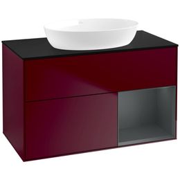 Villeroy & Boch Villeroy und Boch Finion Waschtischunterschrank FA22HGHB 100cm, Abdeckplatte black matt, Regale Midnight matt lacquer, Peony Matt