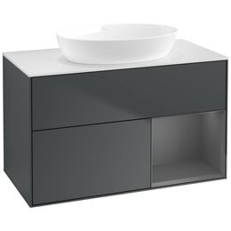 Villeroy & Boch Villeroy und Boch Finion Waschtischunterschrank FA21GKHG 100cm, Abdeckplatte white matt, Regale Anthracite matt lacquer, Midnight Blue Matt Lacquer