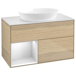 Villeroy & Boch Villeroy und Boch Finion Waschtischunterschrank GA11MTPC 100cm, Abdeckplatte white matt, Emotion, Regale White matt lacquer, Oak Veneer