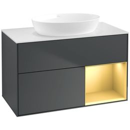 Villeroy & Boch Villeroy und Boch Finion Waschtischunterschrank FA21HFHG 100cm, Abdeckplatte white matt, Regale Gold matt lacquer, Midnight Blue Matt Lacquer