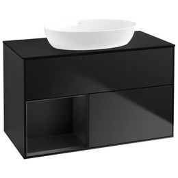 Villeroy & Boch Villeroy und Boch Finion Waschtischunterschrank GA12PDPD 100cm, Abdeckplatte black matt, Emotion, Regale Black matt lacquer, Black matt lacquer