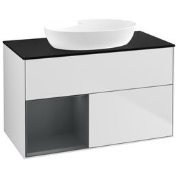 Villeroy & Boch Villeroy und Boch Finion Waschtischunterschrank GA12HGMT 100cm, Abdeckplatte black matt, Emotion, Regale Midnight matt lacquer, White matt lacquer
