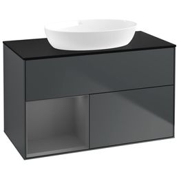 Villeroy & Boch Villeroy und Boch Finion Waschtischunterschrank GA12GKHG 100cm, Abdeckplatte black matt, Emotion, Regale Anthracite matt lacquer, Midnight Blue Matt Lacquer