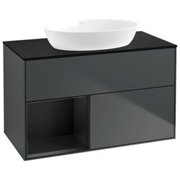 Villeroy & Boch Villeroy und Boch Finion Waschtischunterschrank GA12PDHG 100cm, Abdeckplatte black matt, Emotion, Regale Black matt lacquer, Midnight Blue Matt Lacquer