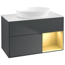 Villeroy & Boch Villeroy und Boch Finion Waschtischunterschrank GA21HFHG 100cm, Abdeckplatte white matt, Emotion, Regale Gold matt lacquer, Midnight Blue Matt Lacquer