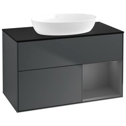 Villeroy & Boch Villeroy und Boch Finion Waschtischunterschrank GA22GKHG 100cm, Abdeckplatte black matt, Emotion, Regale Anthracite matt lacquer, Midnight Blue Matt Lacquer