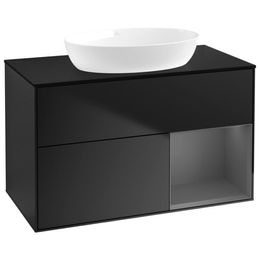 Villeroy & Boch Villeroy und Boch Finion Waschtischunterschrank GA22GKPD 100cm, Abdeckplatte black matt, Emotion, Regale Anthracite matt lacquer, Black matt lacquer