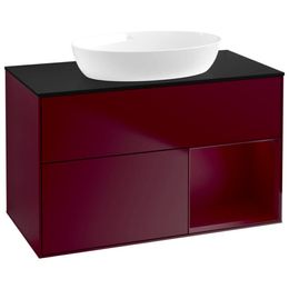 Villeroy & Boch Villeroy und Boch Finion Waschtischunterschrank GA22HBHB 100cm, Abdeckplatte black matt, Emotion, Regale Peony matt lacquer, Peony Matt