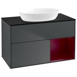 Villeroy & Boch Villeroy und Boch Finion Waschtischunterschrank GA22HBHG 100cm, Abdeckplatte black matt, Emotion, Regale Peony matt lacquer, Midnight Blue Matt Lacquer