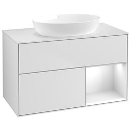 Villeroy & Boch Villeroy und Boch Finion Waschtischunterschrank GA21GFMT 100cm, Abdeckplatte white matt, Emotion, Regale Glossy white lacquer, White matt lacquer