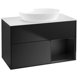 Villeroy & Boch Villeroy und Boch Finion Waschtischunterschrank GA21PDPD 100cm, Abdeckplatte white matt, Emotion, Regale Black matt lacquer, Black matt lacquer
