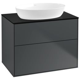 Villeroy & Boch Villeroy und Boch Finion Waschtischunterschrank F99200HG 80x60,3cm, Abdeckplatte black matt, Midnight Blue Matt Lacquer