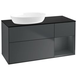 Villeroy & Boch Villeroy und Boch Finion Waschtischunterschrank GA52HGHG 120cm, Abdeckplatte black matt, Emotion, Regale Midnight matt lacquer, Midnight Blue Matt Lacquer