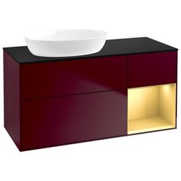 Villeroy & Boch Villeroy und Boch Finion Waschtischunterschrank GA52HFHB 120cm, Abdeckplatte black matt, Emotion, Regale Gold matt lacquer, Peony Matt