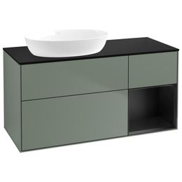 Villeroy & Boch Villeroy und Boch Finion Waschtischunterschrank GA52PDGM 120cm, Abdeckplatte black matt, Emotion, Regale Black matt lacquer, Olive Matt Lacquer